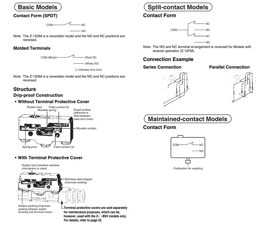 Z-Series General Purpose Snap-Action Switches - Omron Industrial Automation | Mouser
