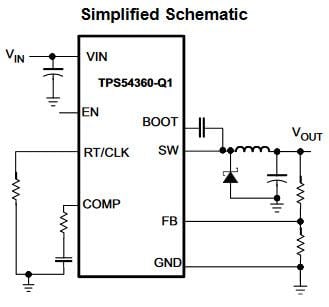 TPS54360/Q1 60V, 3.5A Step-Down DC-DC Converter - TI | Mouser