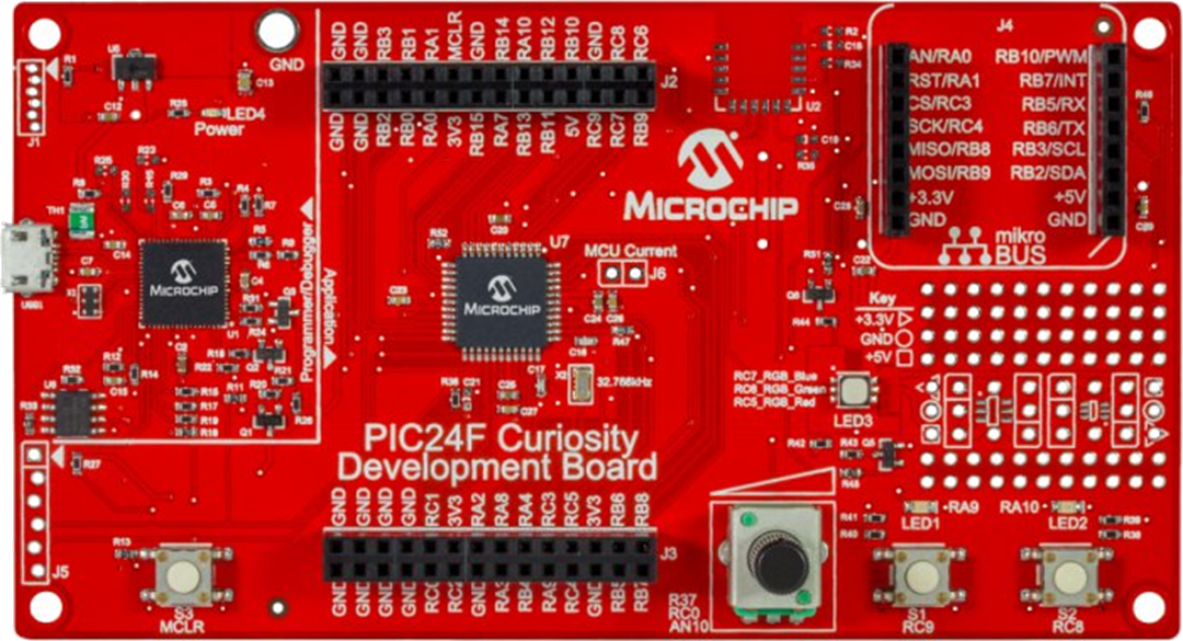 PIC24F Curiosity Development Board (DM240004) - Microchip Technology | Mouser