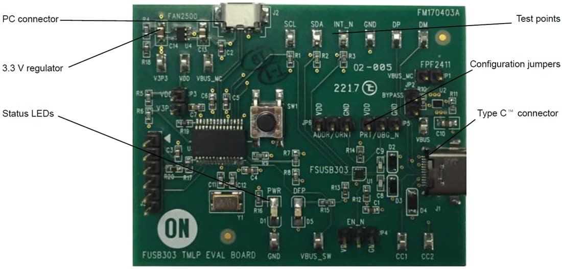 FUSB303GEVB Controller Evaluation Board - onsemi | Mouser