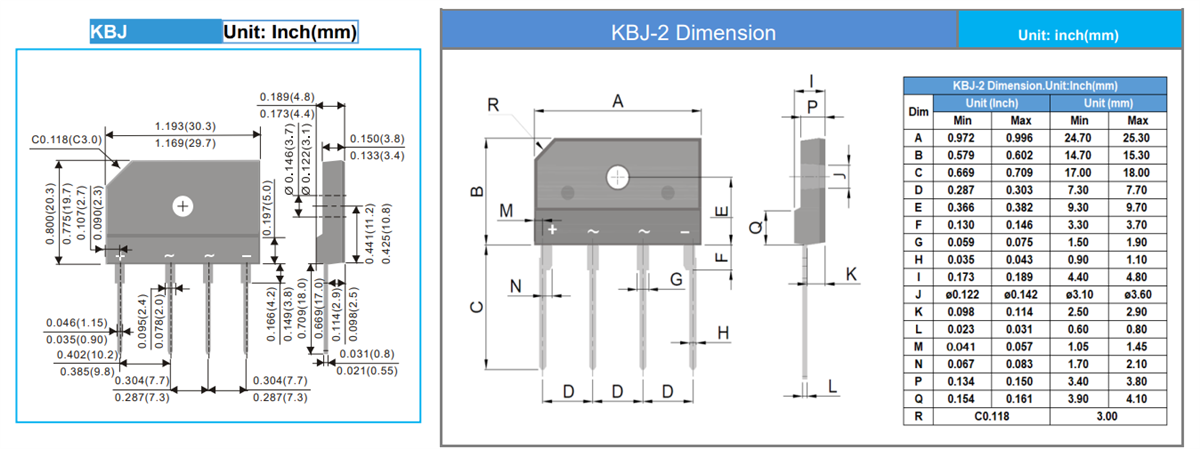 KBJ Glass Passivated Bridge Rectifiers - PANJIT | Mouser