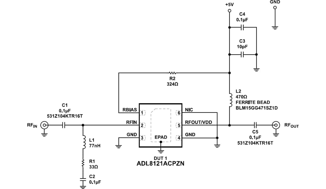 ADL8121 GaAs pHEMT MMIC Low Noise Amplifier - ADI | Mouser