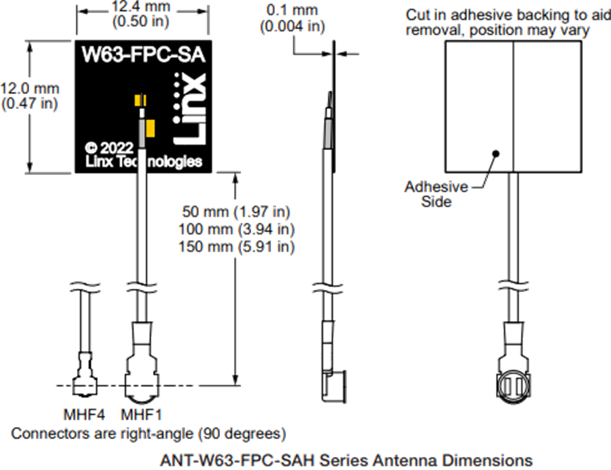 ANT‐W63-FPC Wi-Fi 6/6E Antennas - Linx | Mouser