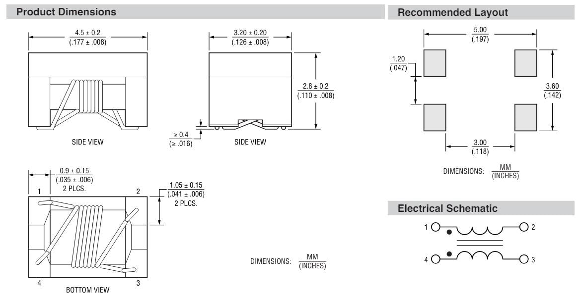 SRF4532TA Series Common Mode Chip Inductors - Bourns | Mouser